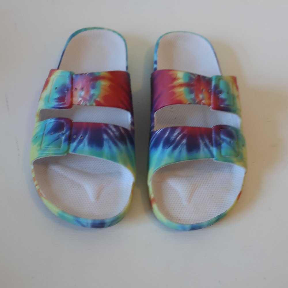 Freedom Moses Tie-Dye Rainbow Rubber Slide Sandals Eu… - Gem
